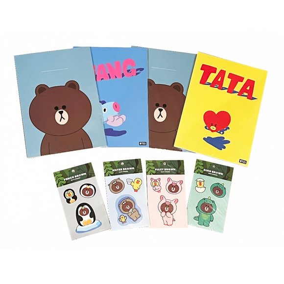 Office | Line Friends Brown Bear Notebooks And Sticker Packs | Poshmark